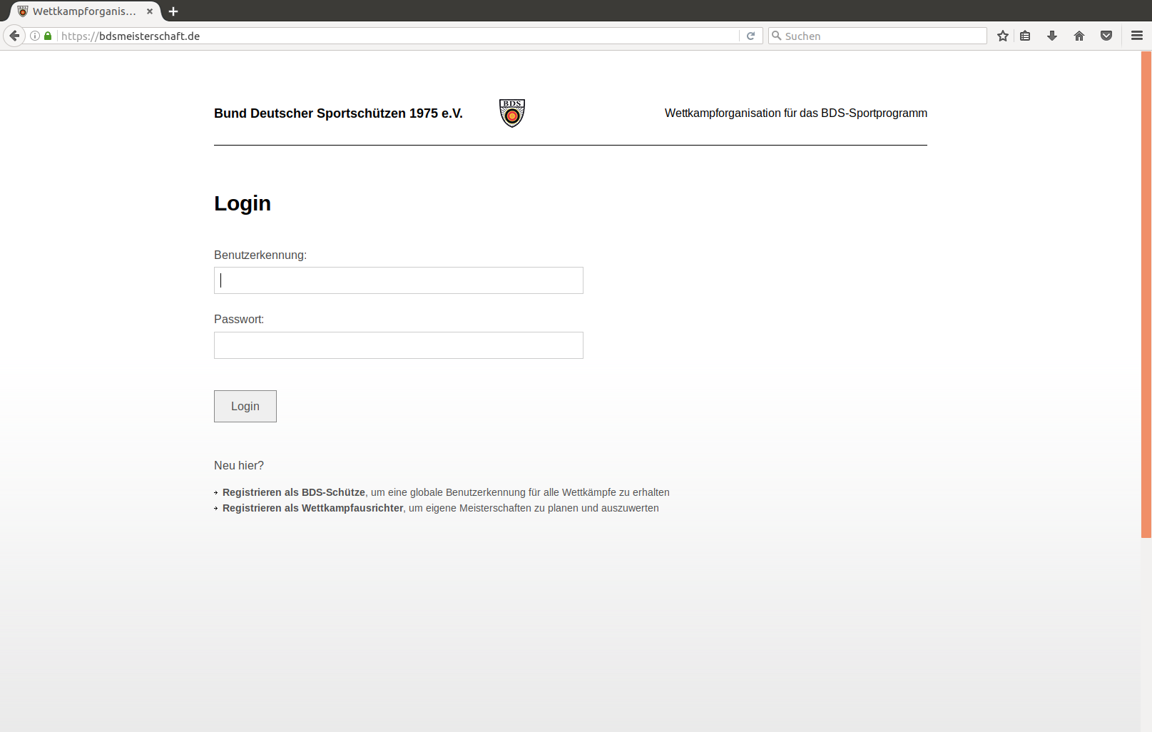 Beim ersten mal muss man sich noch registrieren. Dafür einfach unten ...